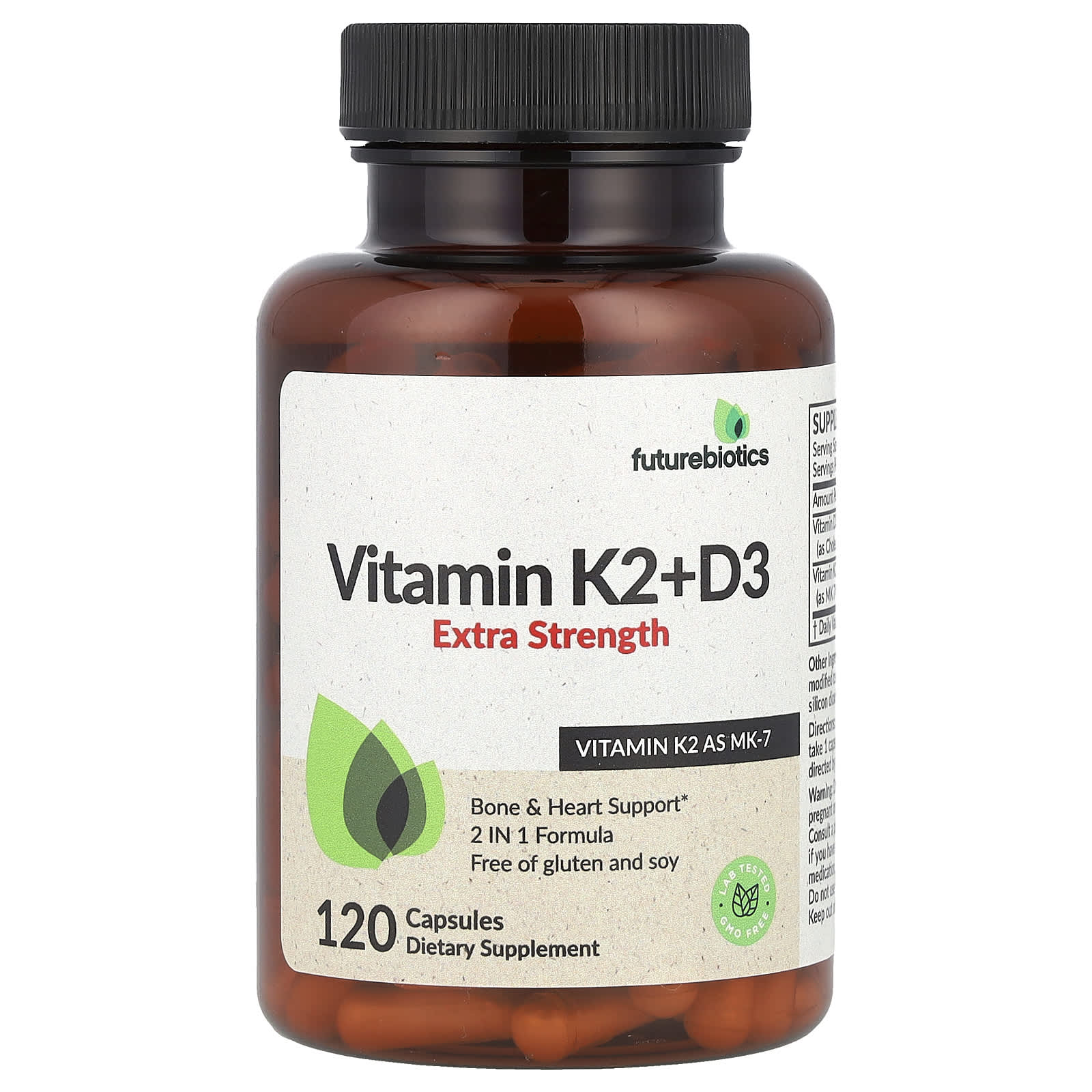 Futurebiotics Vitamine K2 MK7 + D3 Extrapuissante - os - végan