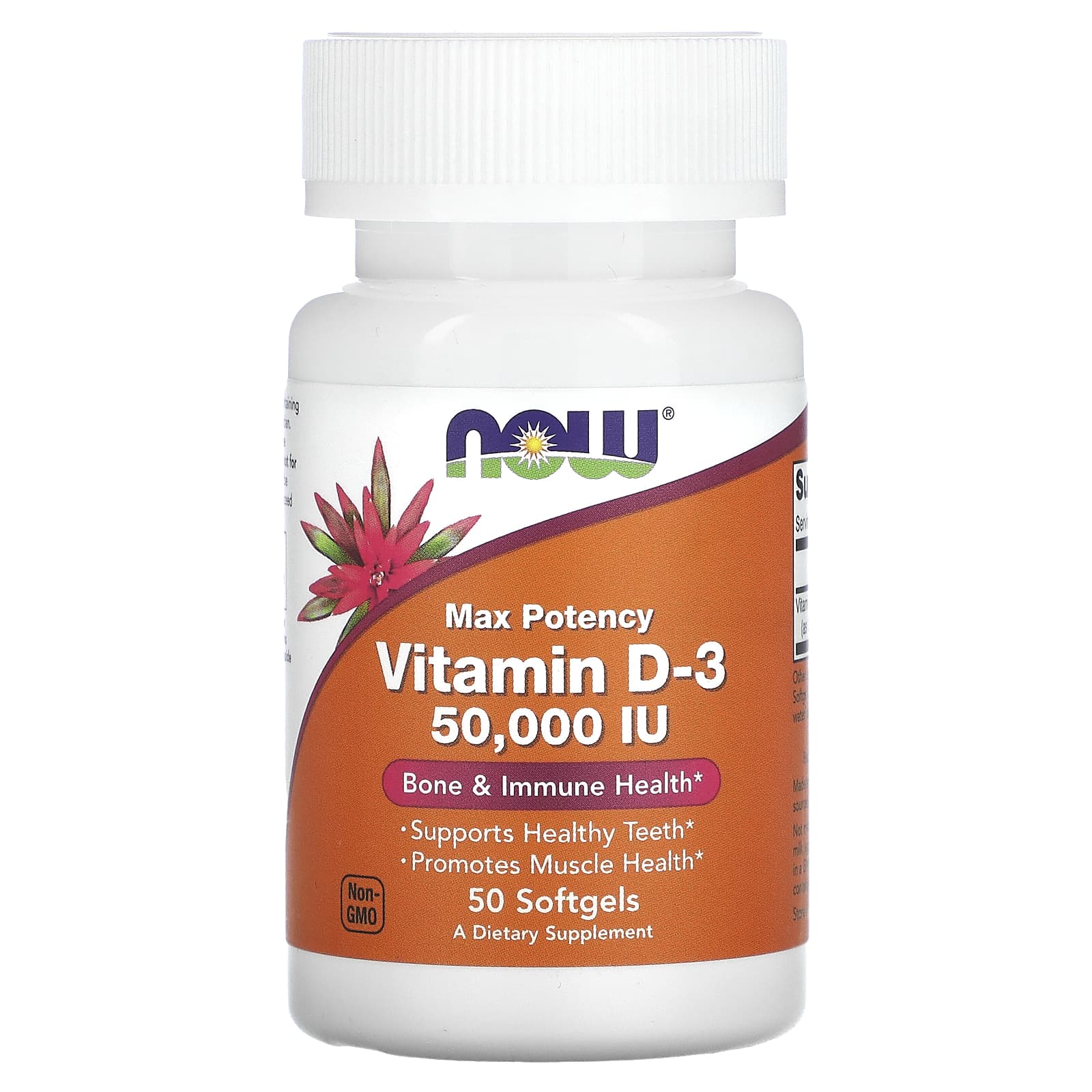 NOW Foods Vitamine D3 50000UI - Santé osseuse - immunitaire